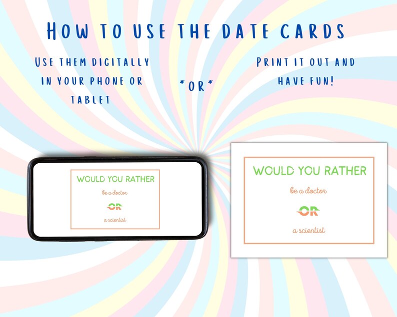 Printable Card Game for Kids Would You Rather 80 Printable Question ...