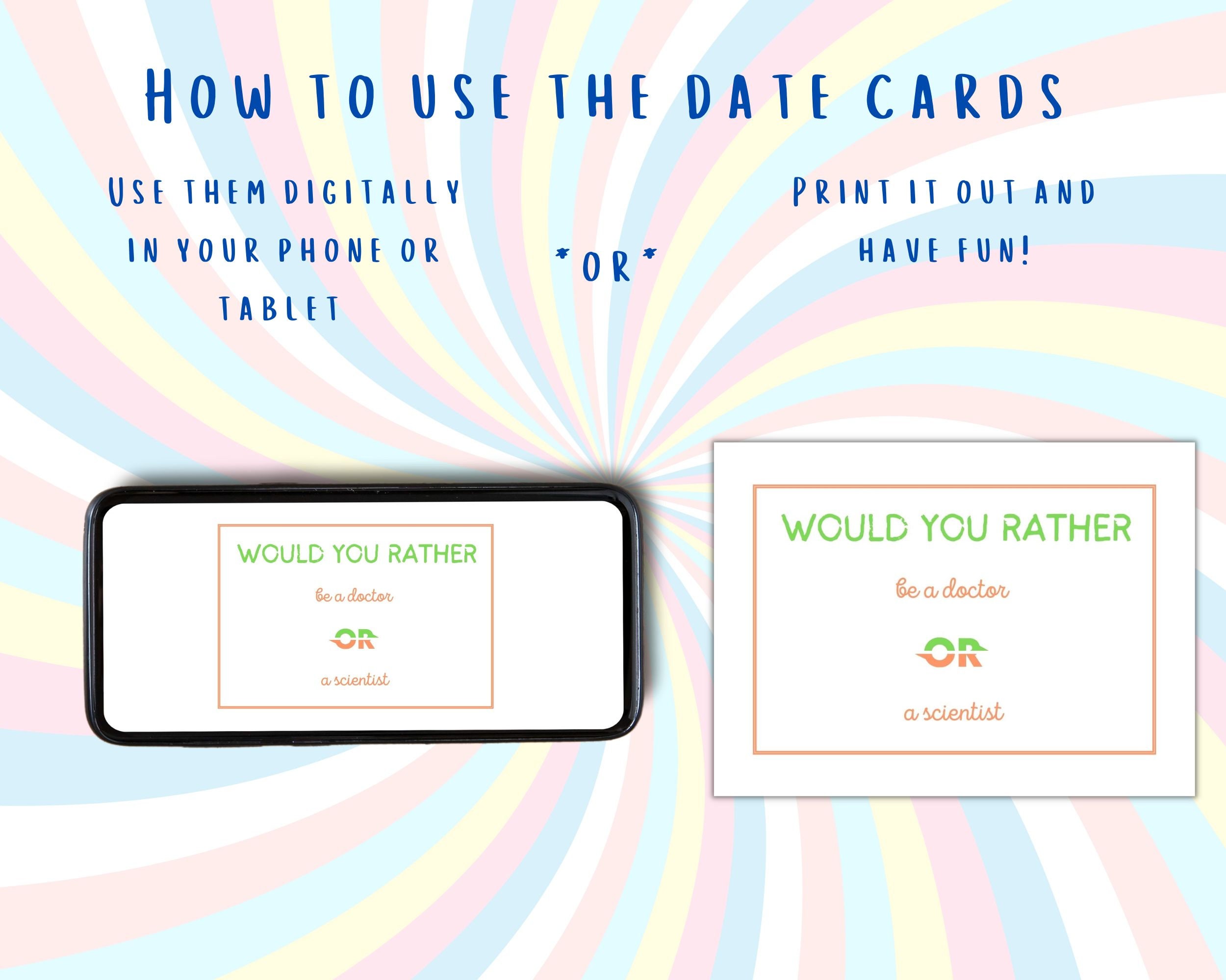 Printable Card Game for Kids Would You Rather 80 Printable Question ...