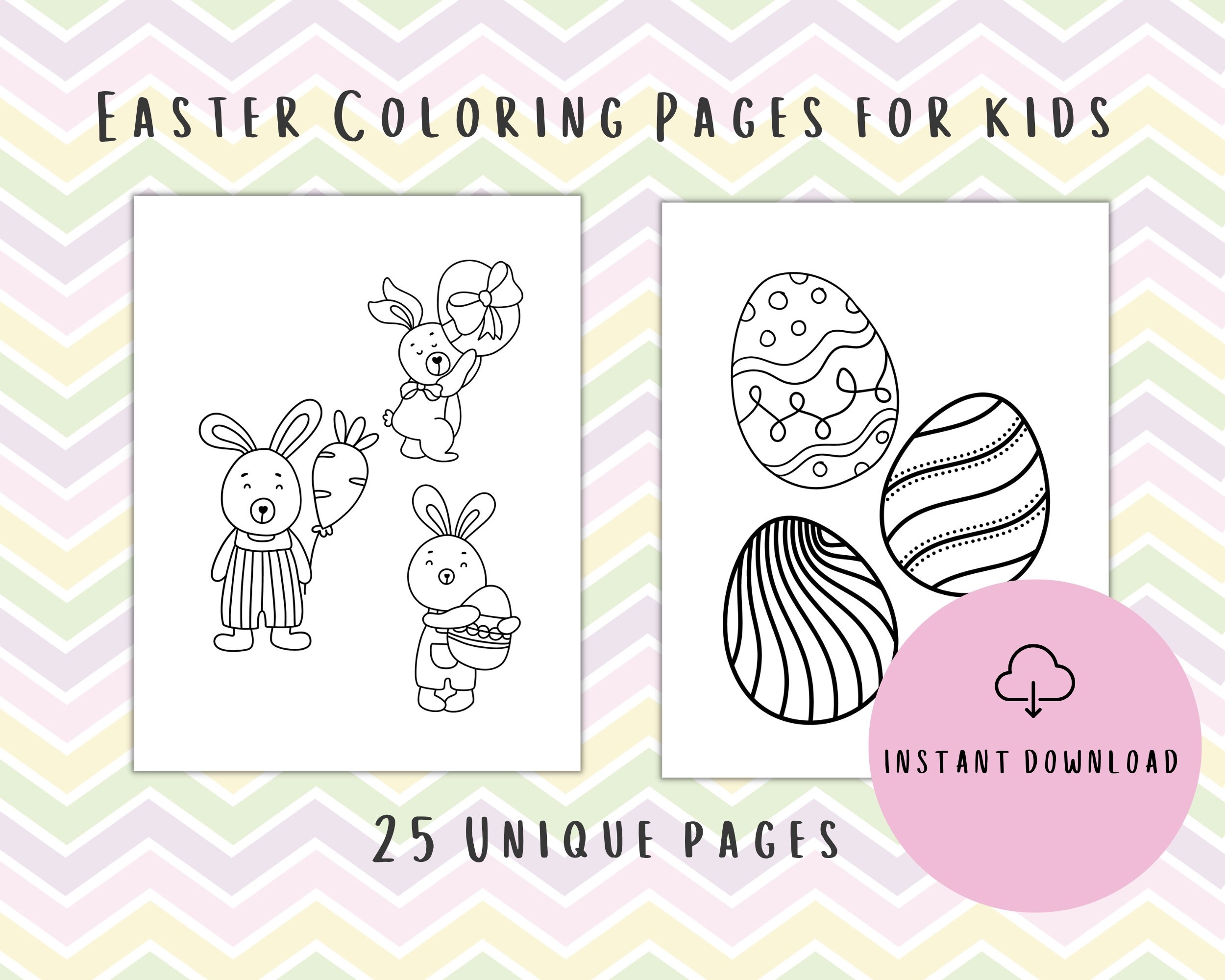 Kids Easter Coloring Pages, Spring Coloring Sheets 25 Unique Printables ...