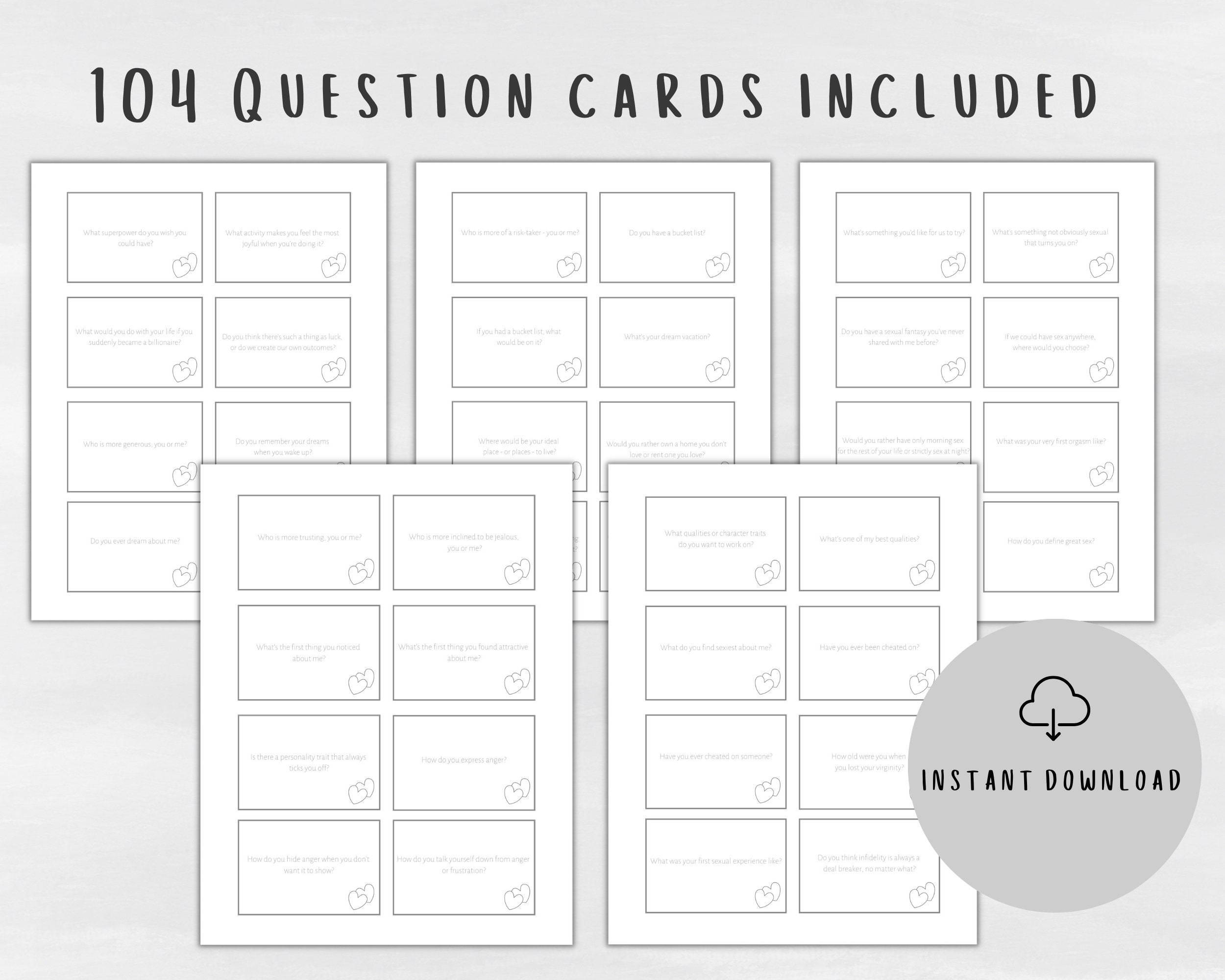 104 Thought Provoking Date Night Question Cards for Couples | Deep ...