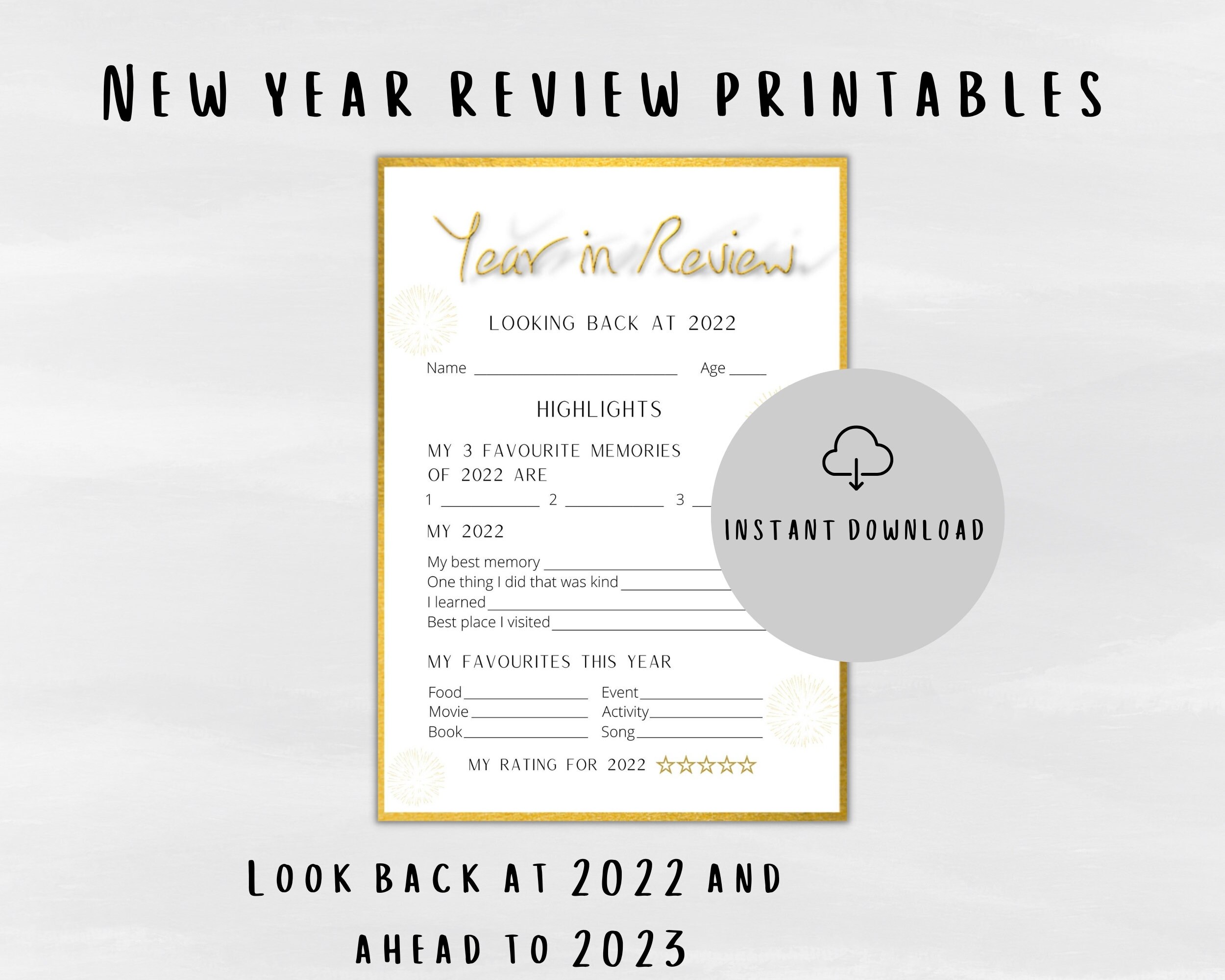 New Year Printable Year in Review | 2023 Bucket List, New Year ...