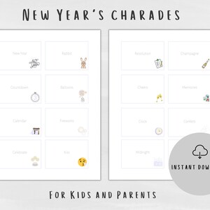 New Year’s Charades or Draw It Cards for Kids and Parents | Printables ...