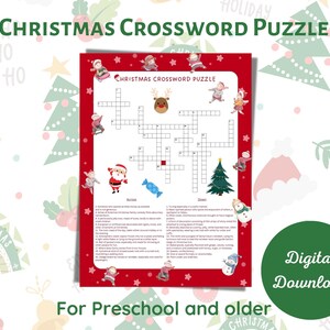 Christmas Printable Crossword Puzzle for Preschool and Older - Etsy