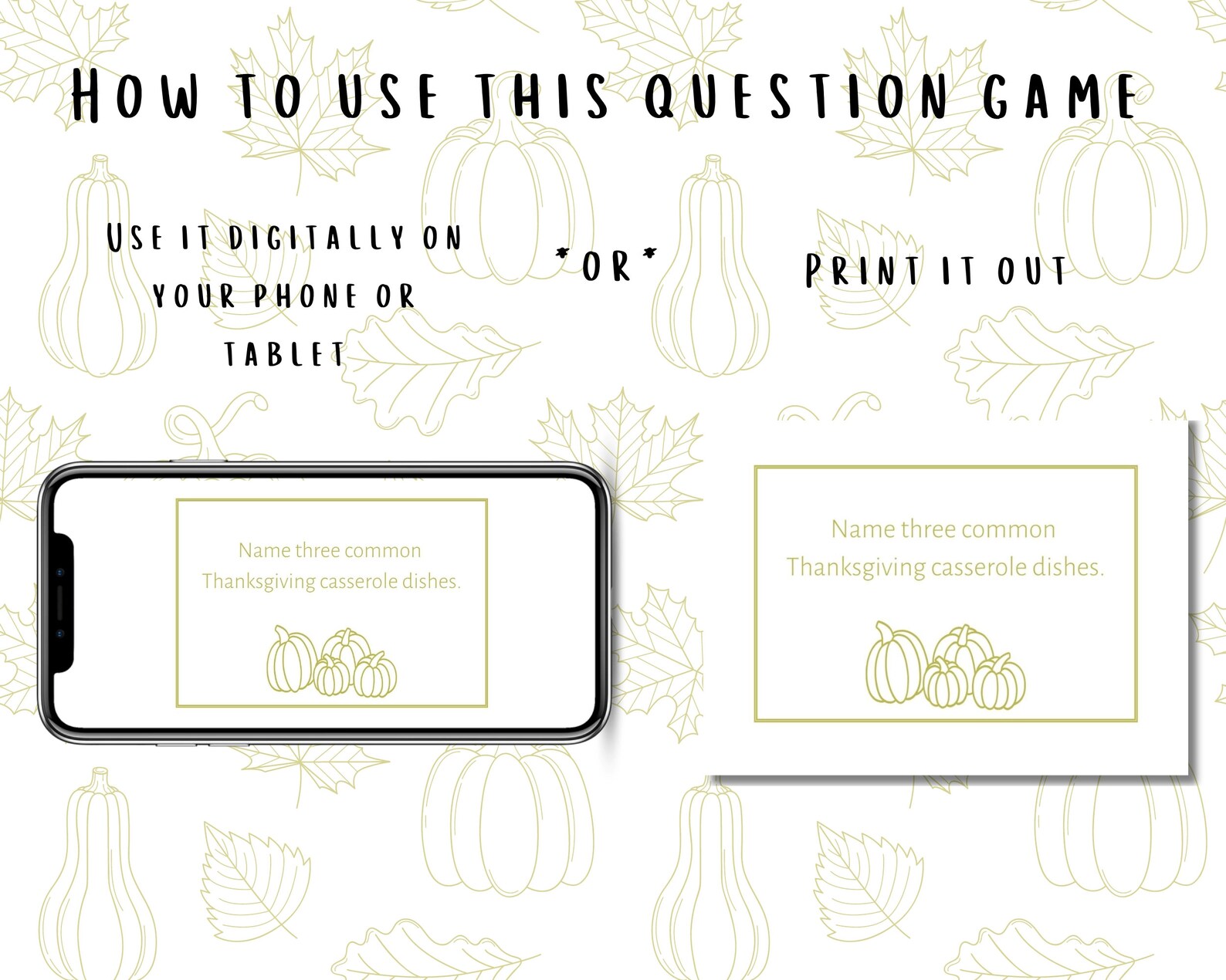 Thanksgiving 5 Second Game | Printable Thanksgiving Game With 80 ...