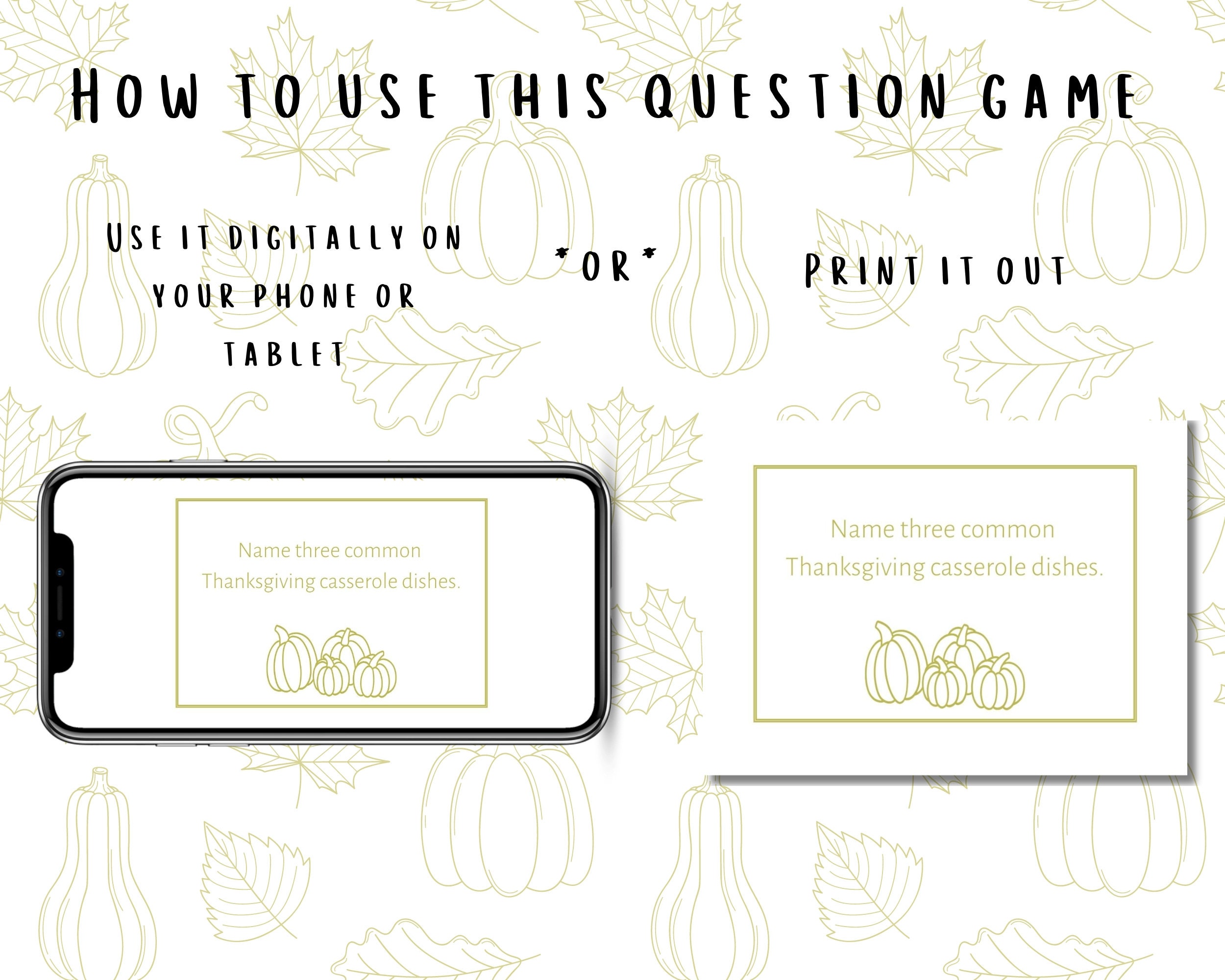 Thanksgiving 5 Second Game | Printable Thanksgiving Game With 80 ...