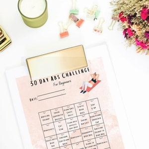30 Days Abs Challenge Printable Workout Plan | Fitness Tracker ...