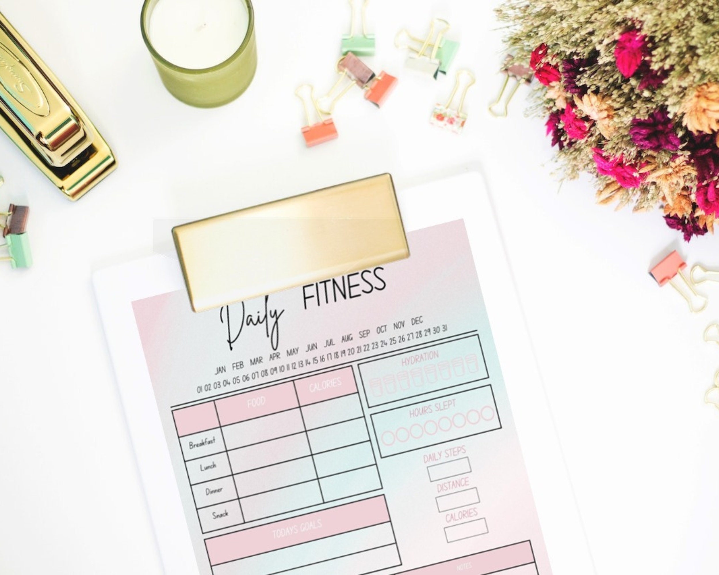 Daily Fitness Planner Printable Simple Workout, Meal and Sleep Planner ...