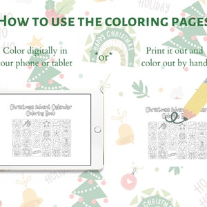 Christmas Coloring Advent Calendar for Kids Festive and Cute - Etsy
