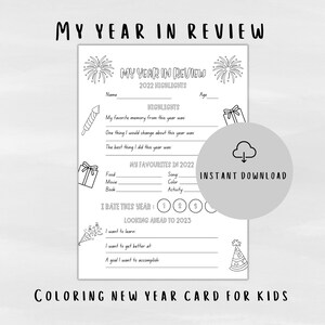 Printable New Year Eve Questionnaire for Kids Coloring Sheet - Etsy