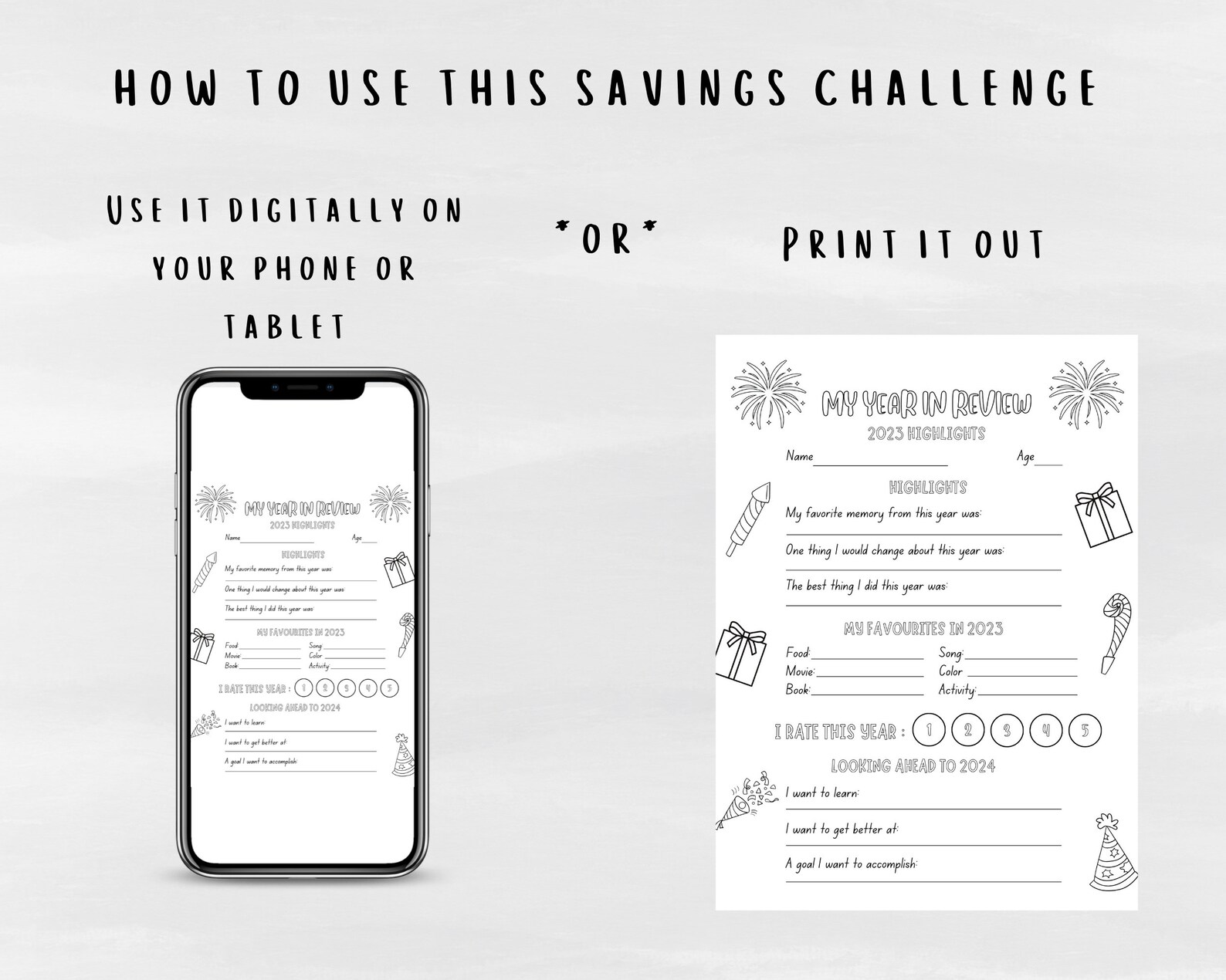 Printable New Year Eve Questionnaire for Kids Coloring Sheet New Year ...