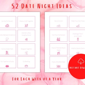 52 Printable Date Night Ideas for Each Week of A Year | Weekly Date ...