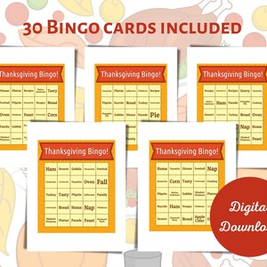 Thanksgiving Bingo Fall Digital Printable Bingo for Family - Etsy