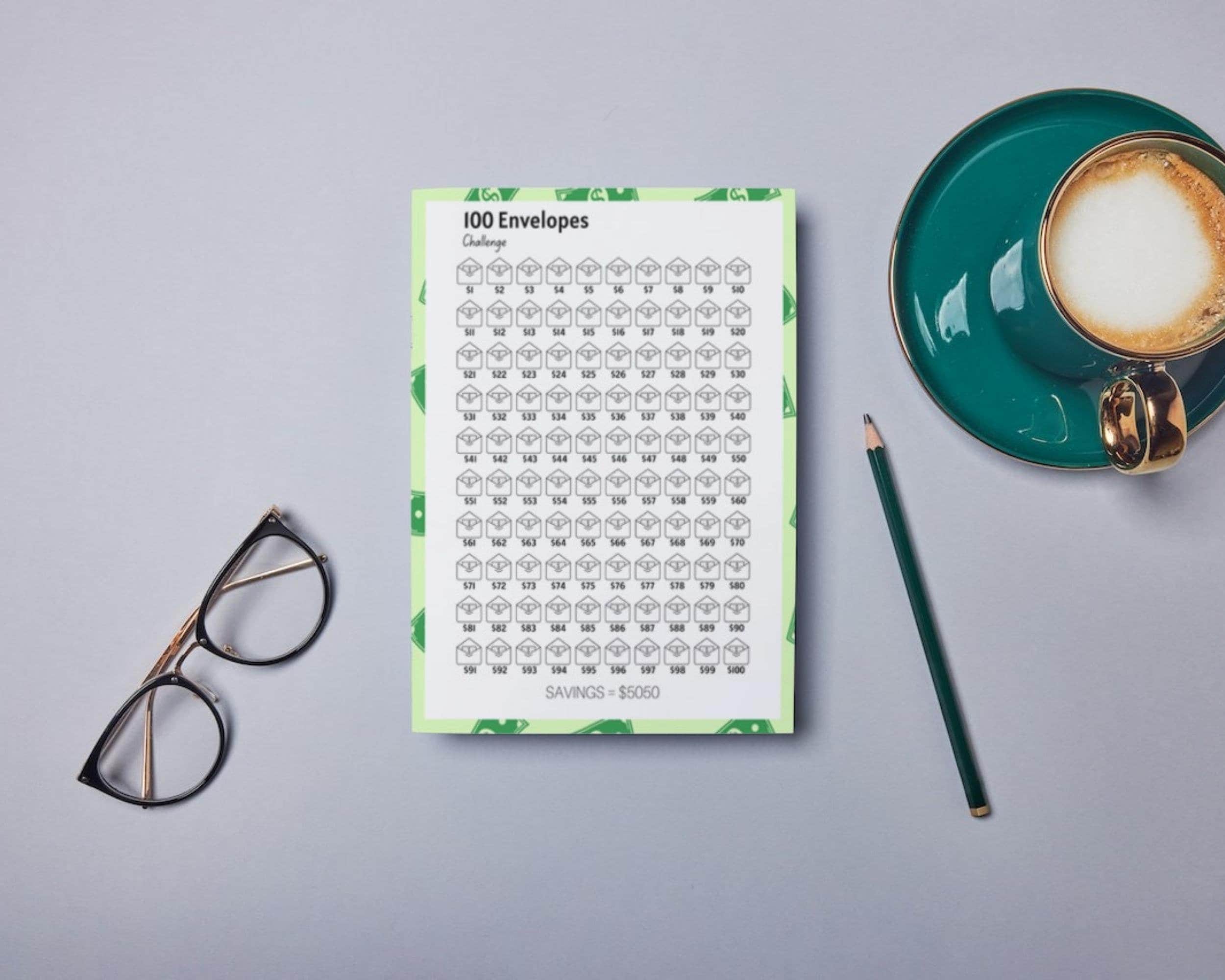 100 Envelope Challenge Savings Tracker Money Saving Challenge Printable ...
