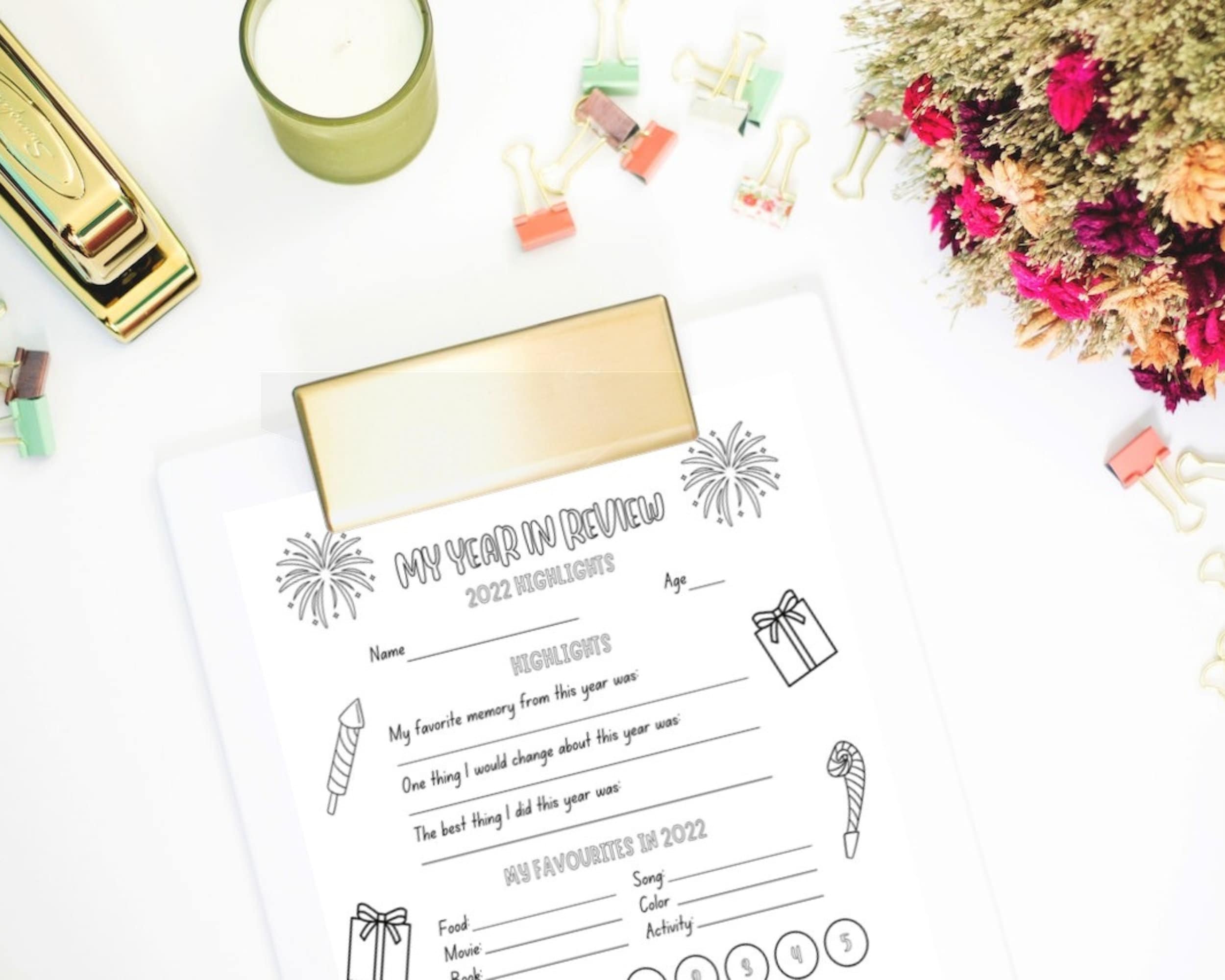 Printable New Year Eve Questionnaire for Kids | Coloring Sheet New Year ...