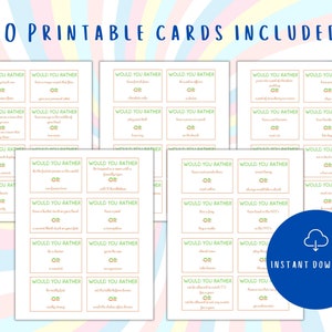 Printable Card Game for Kids Would You Rather | 80 Printable Question ...