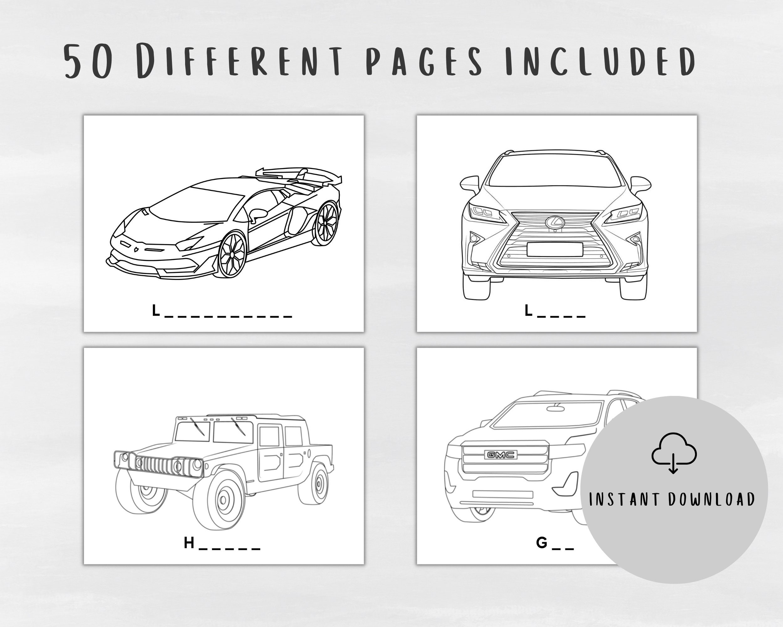 50 Car Coloring Pages for Kids With Car Names | Coloring Sheets for Car ...