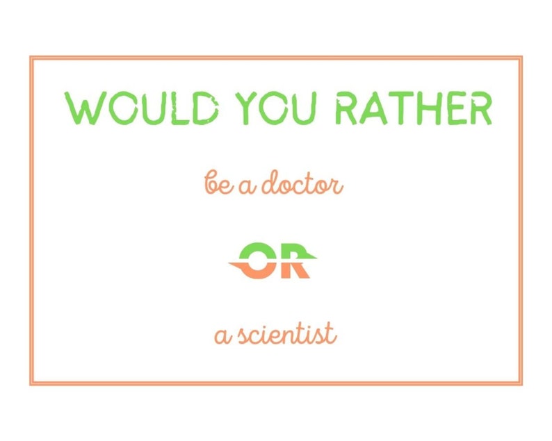 Printable Card Game for Kids Would You Rather | 80 Printable Question ...
