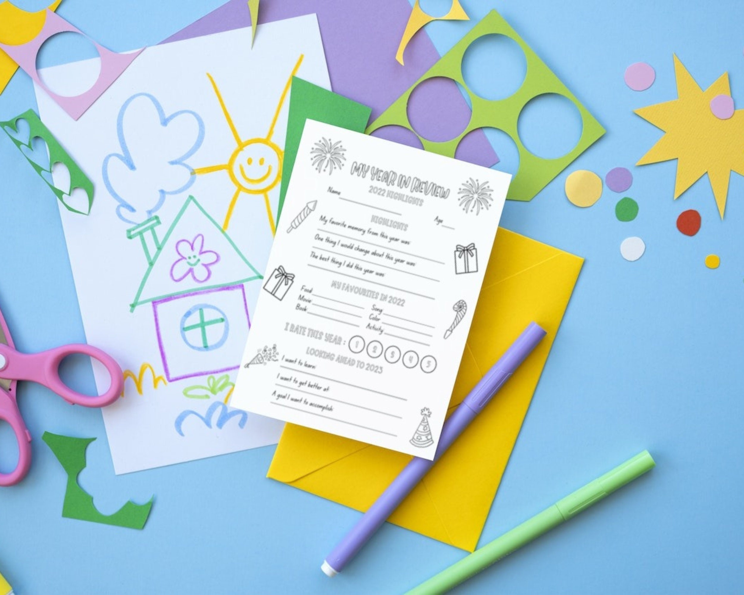 Printable New Year Eve Questionnaire for Kids | Coloring Sheet New Year ...