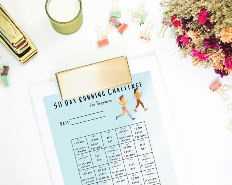 30 Days Running Challenge Printable Workout Plan | Fitness Tracker ...
