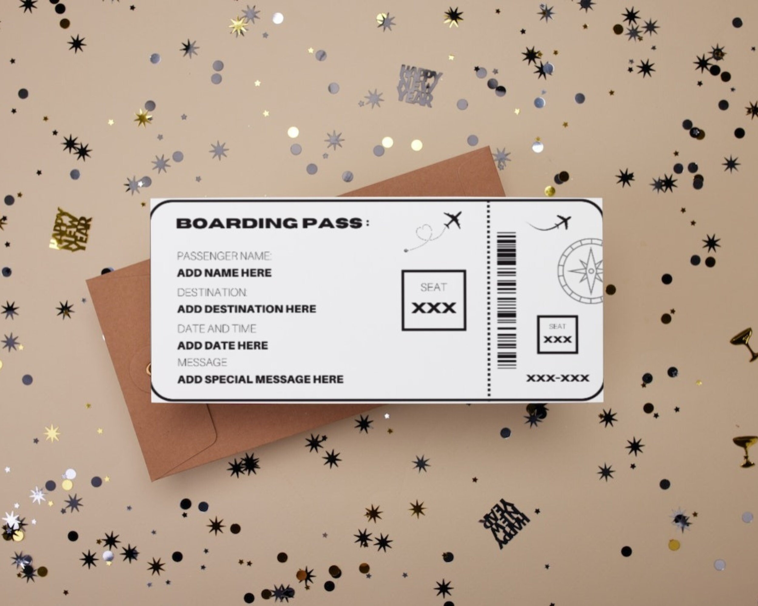 Personalised Boarding Pass Ticket Template Surprise Airline Vacation ...