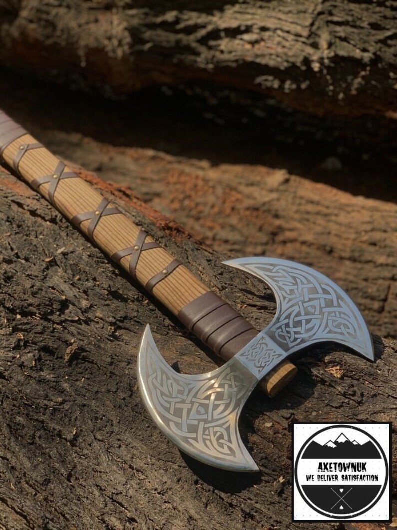 DOUBLE HEADED AXE, Battle Axe, Viking Axe, Viking Axe, Damascus Steel ...