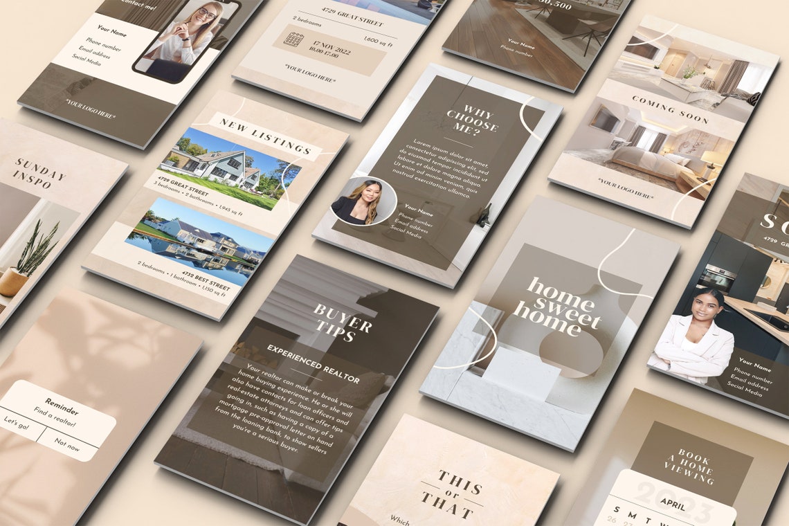 Aesthetic Real Estate Instagram Post Templates for Canva - Etsy