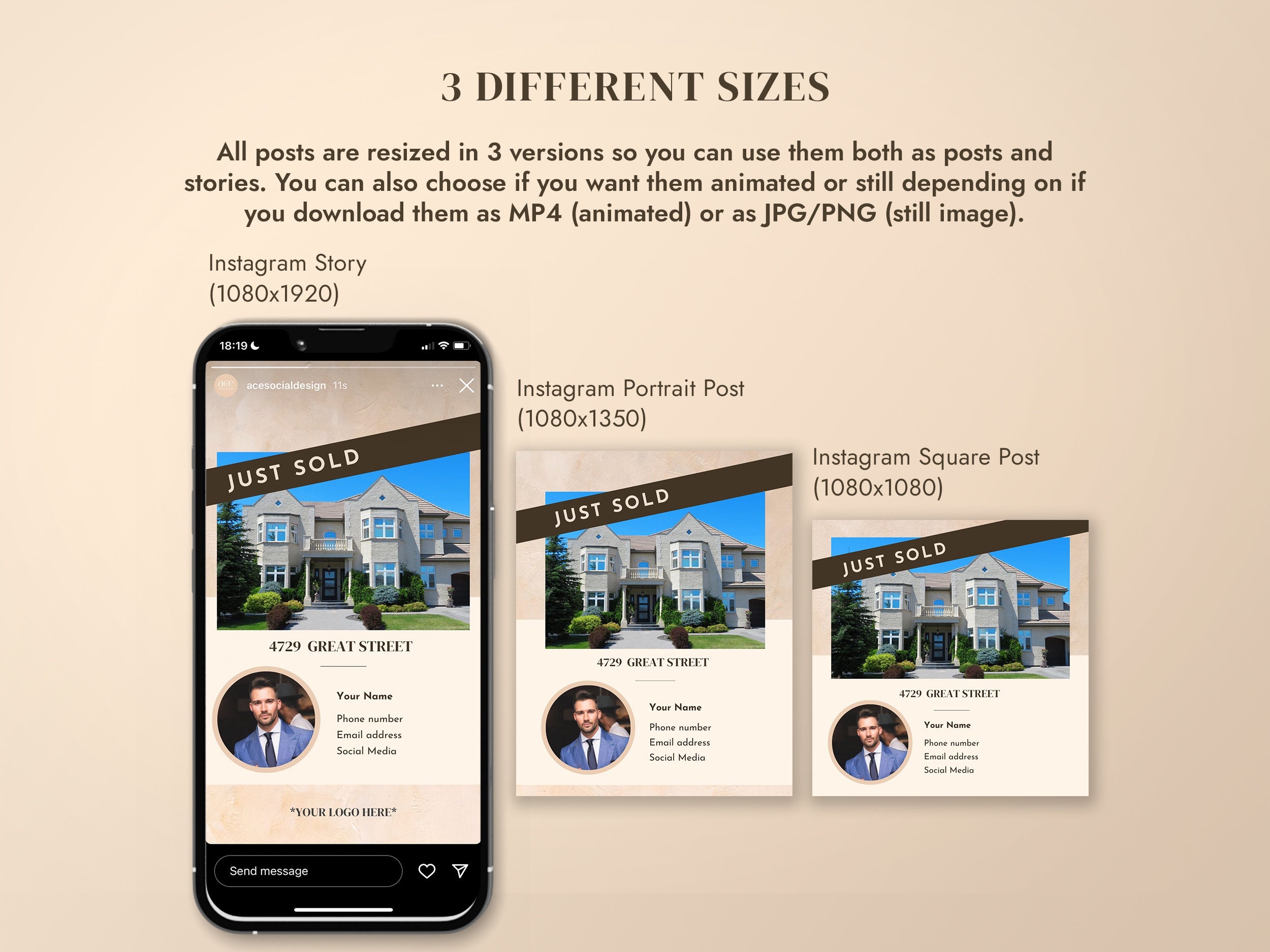 Aesthetic Real Estate Instagram Post Templates for Canva | Realtor ...