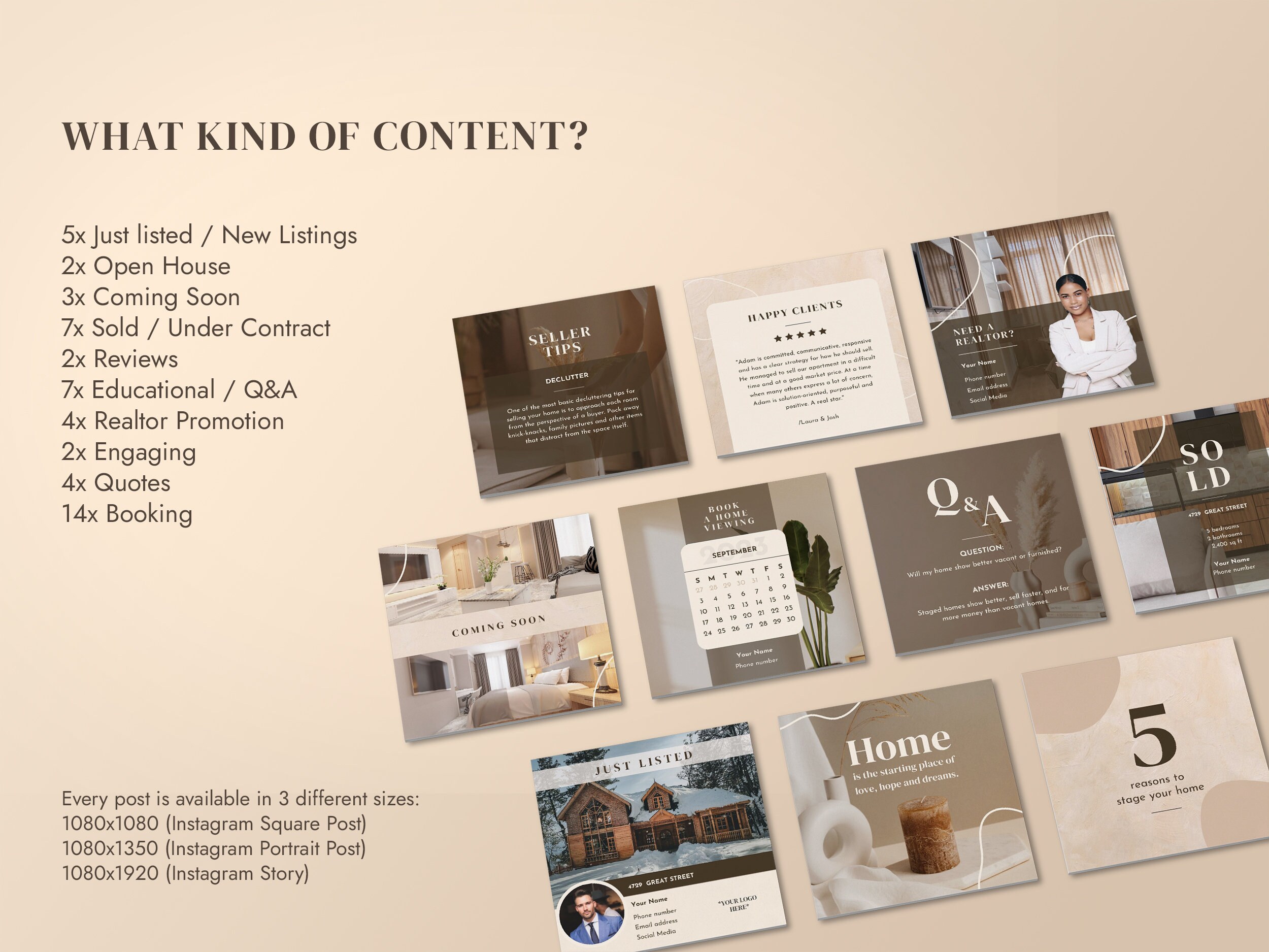 Aesthetic Real Estate Instagram Post Templates for Canva | Realtor ...