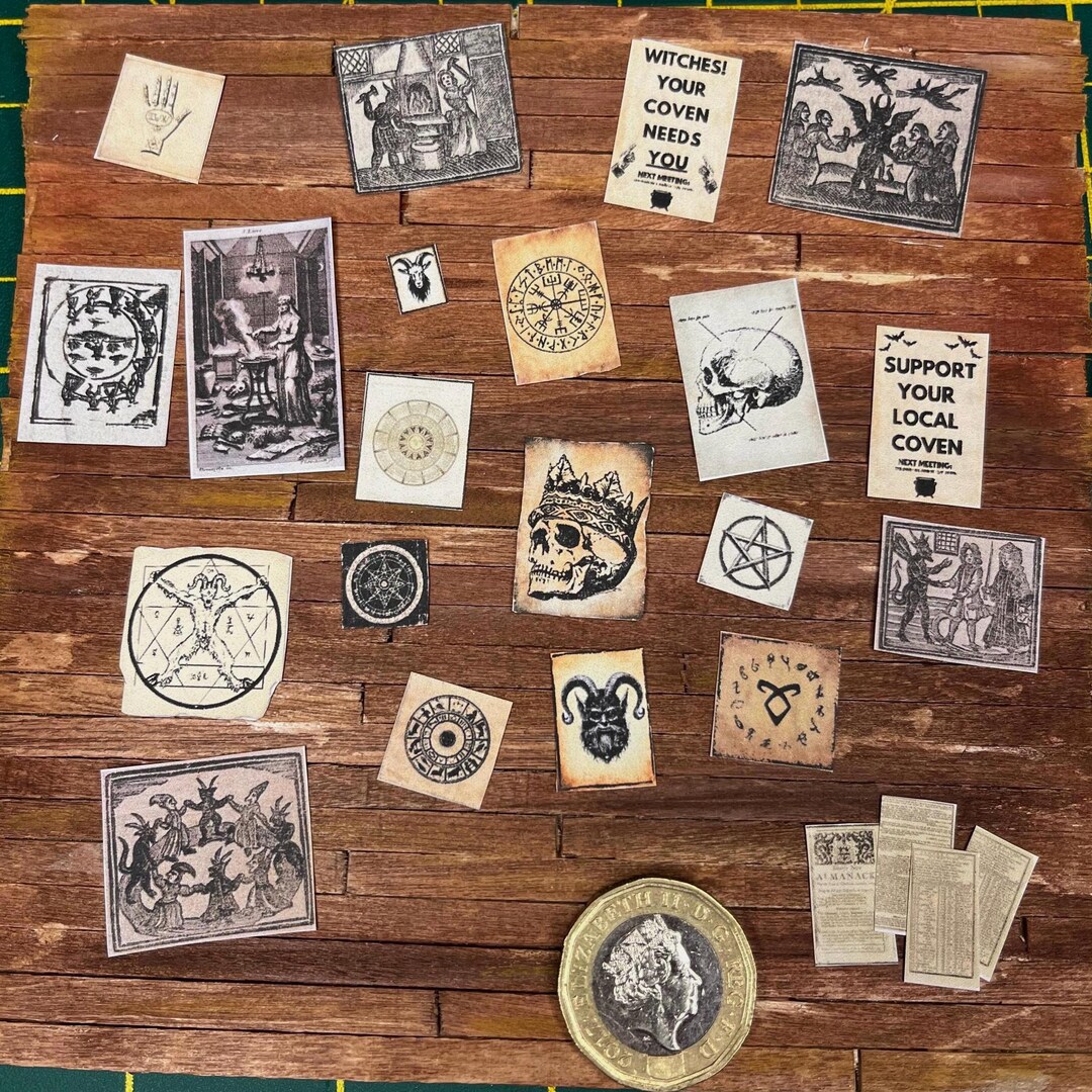 Miniature Printable Witchy Spells, Runes, Occult, Book, DIY Digital ...
