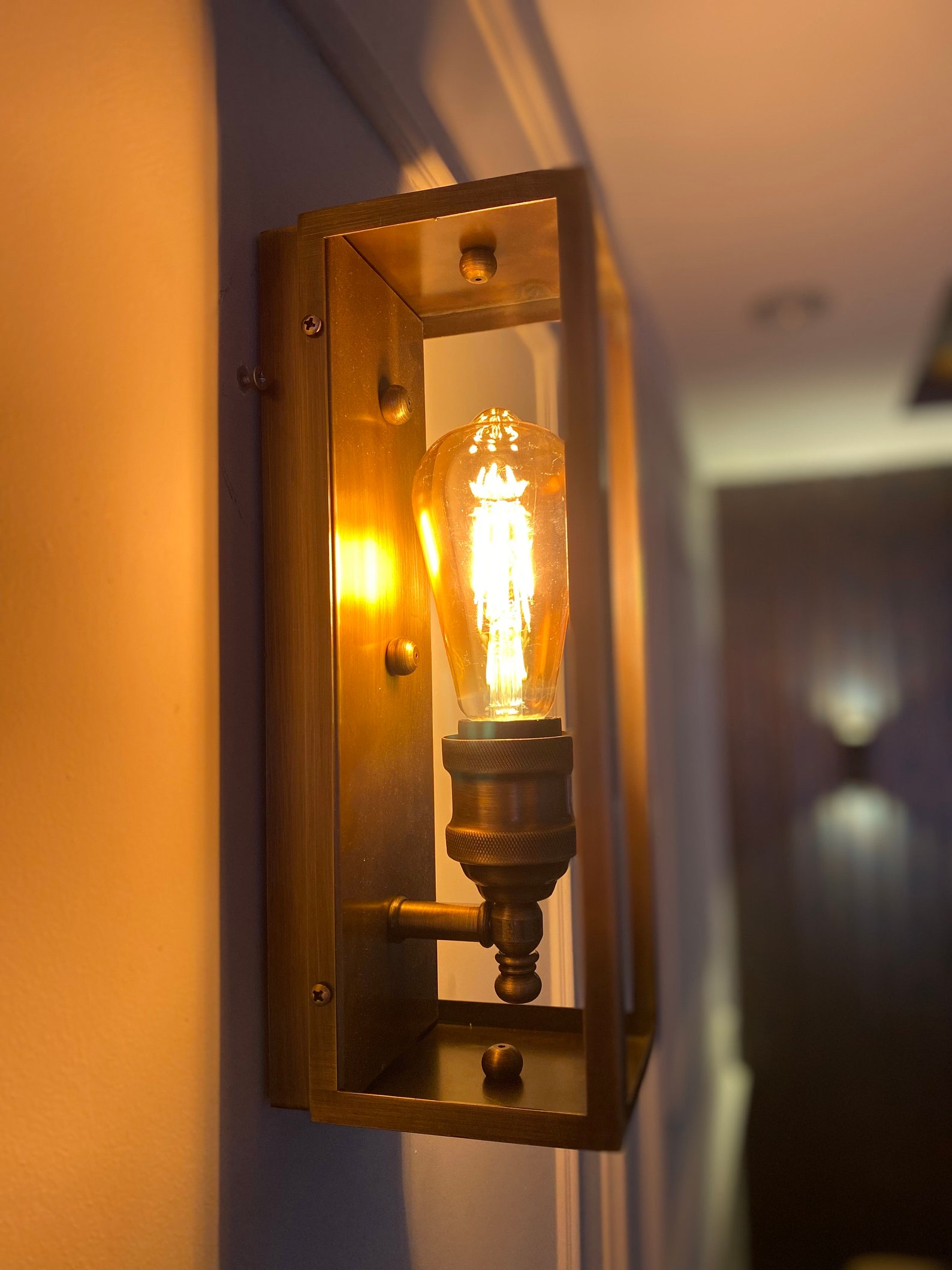 Box Wall Sconce, Modern Box Sconce, Entrance Lamp, Handmade Sconce ...
