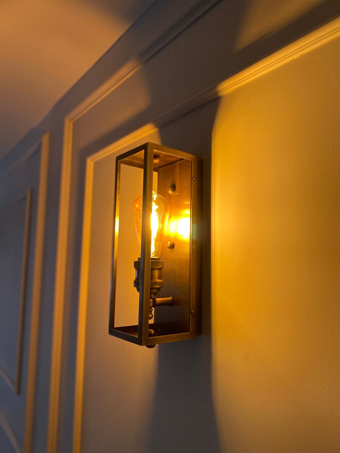 Box Wall Sconce, Modern Box Sconce, Entrance Lamp, Handmade Sconce ...