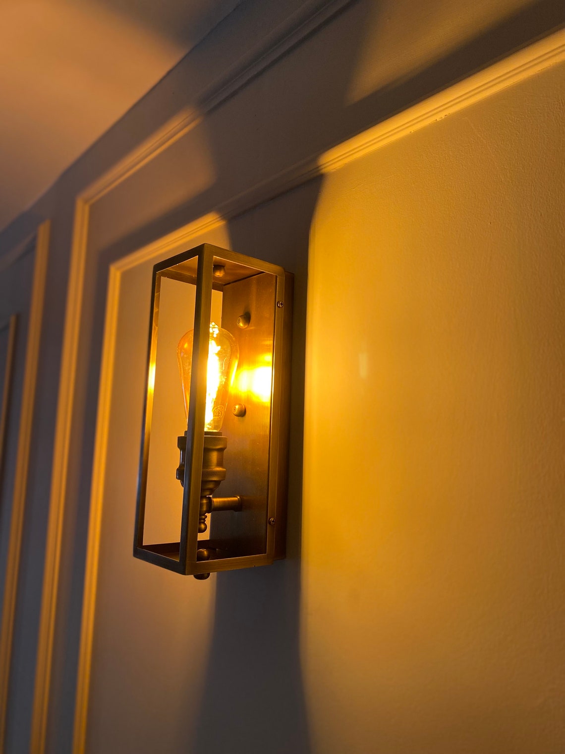 Box Wall Sconce Modern Box Sconce Entrance Lamp Handmade - Etsy