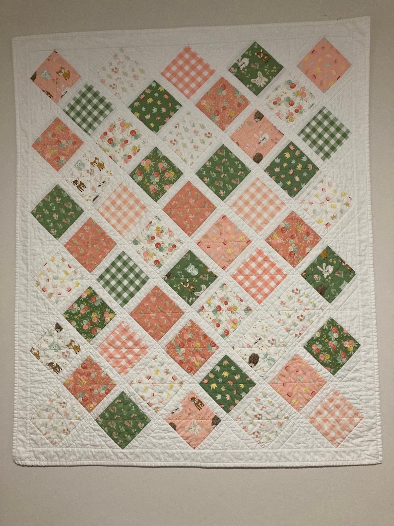 Peaches and Green Crib Quilt - Etsy