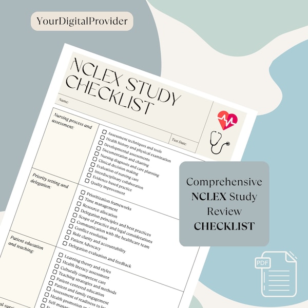 Nclex Study Checklist - Etsy