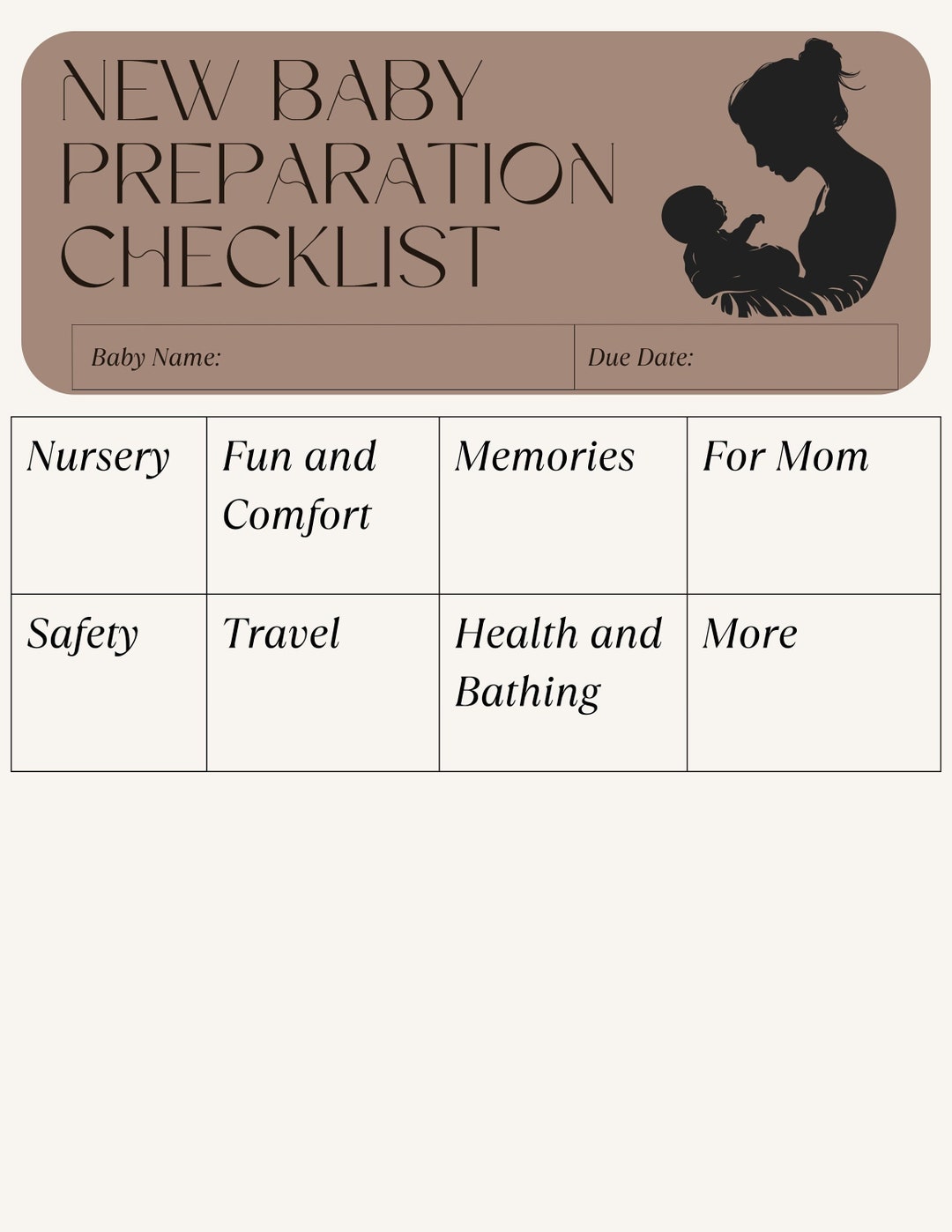 Ultimate Newborn Preparation Checklist for New Parents - Etsy