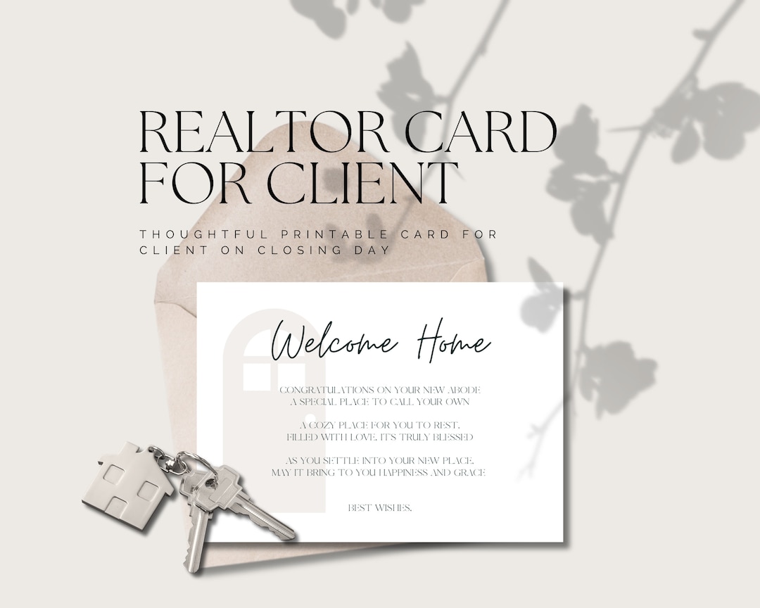 Printable Realtor Closing Card, Welcome Home Gift (digital Download) - Etsy