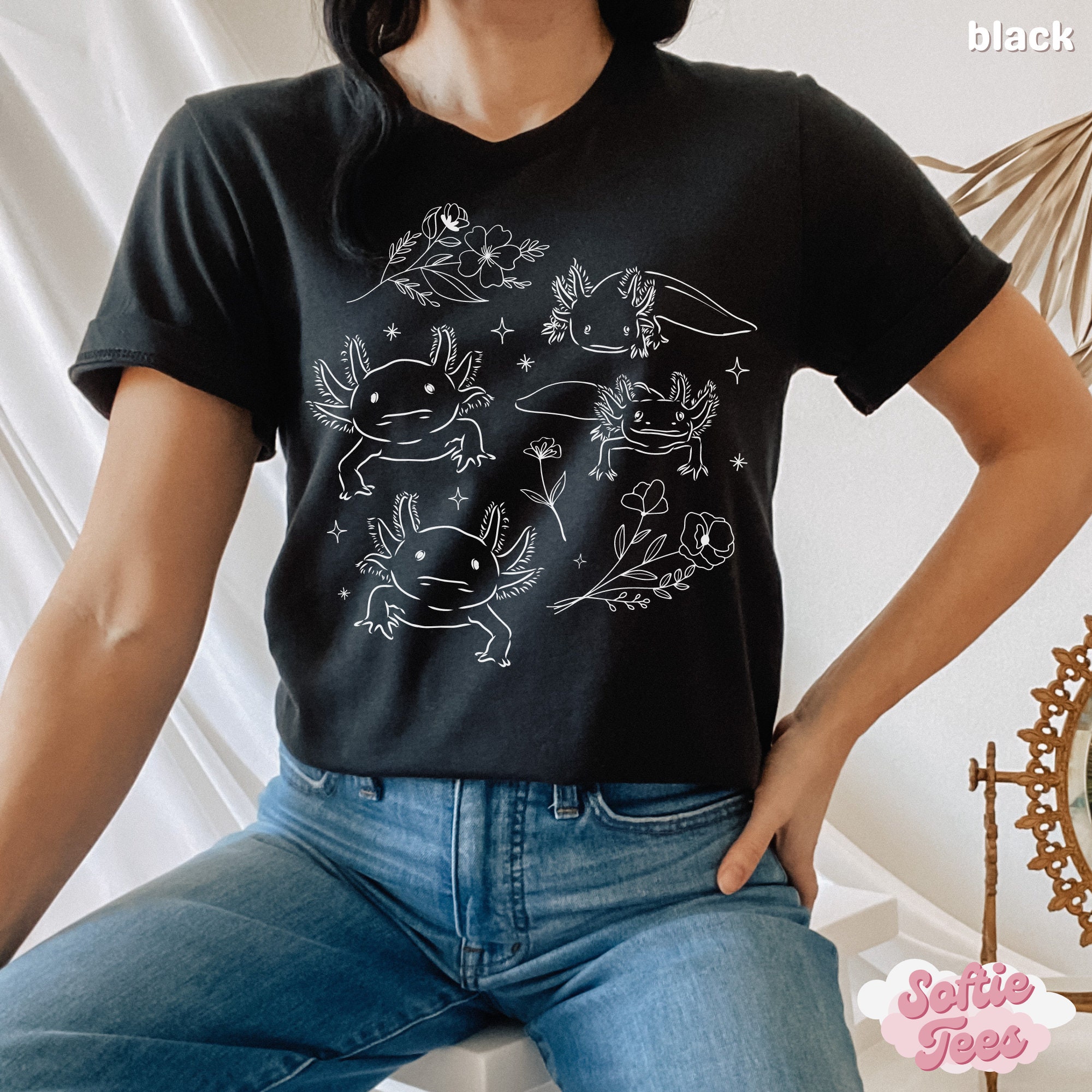 Floral Axolotl Shirt, Axolotl Tshirt, Axolotls Shirt, Cute Axolotl ...
