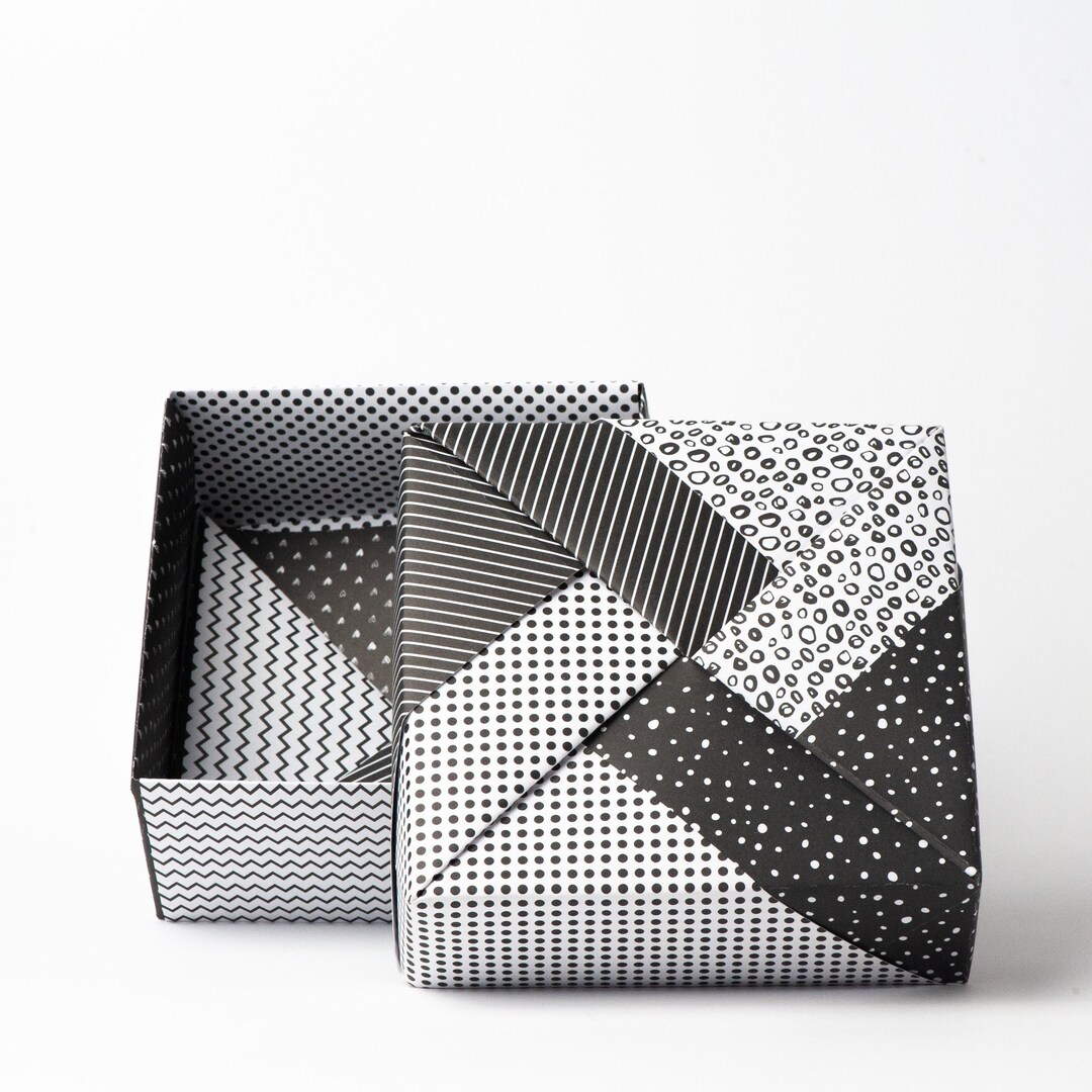 Origami Box 16x16cm GRAPHIC Black/white - Etsy