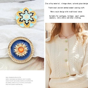 Metal Irregular Buttons-6pcs Vintage Baroque Painted Shank Button for ...