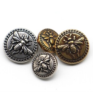 Metal Bee Buttons-6pcs Vintage Gold/matte Silver Button for Blazer ...