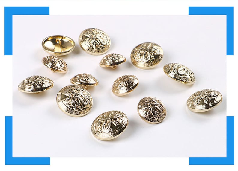 Metal Dragon Buttons-10pcs Vintage Gold Button for Sewing-blazer/jacket ...