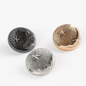 Metal Star Moon Buttons-6pcs Silver/gun/gold Black Button for Sewing ...