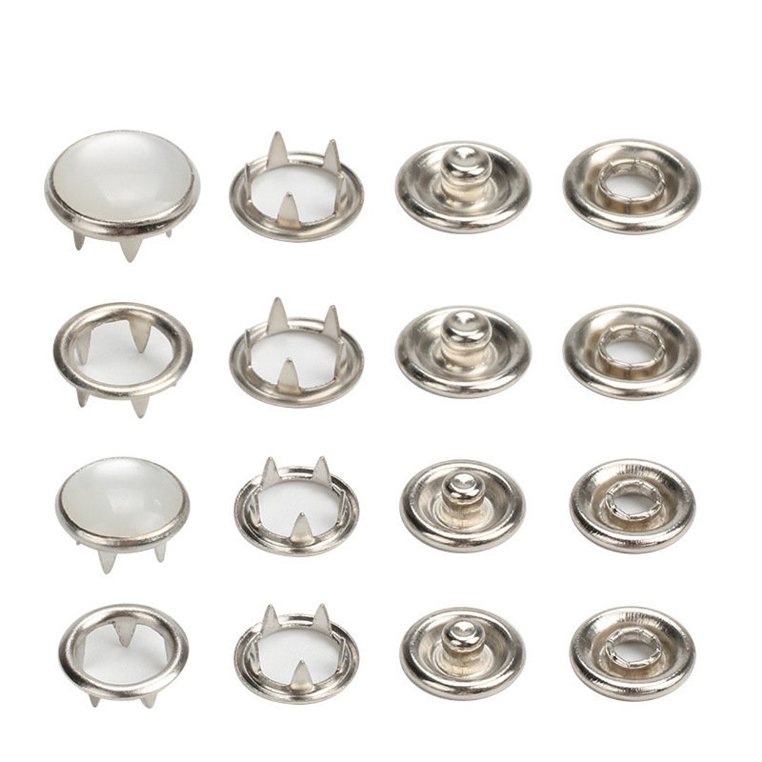 Metal Pearl Prong Snap Buttons-10pcs Press Stud Popper Silver for Jeans ...
