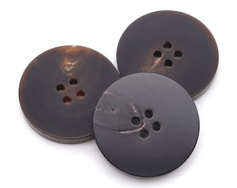 Natural Horn Buttons-6pcs Black/brown Hole Button for Sewing-shirt/suit ...