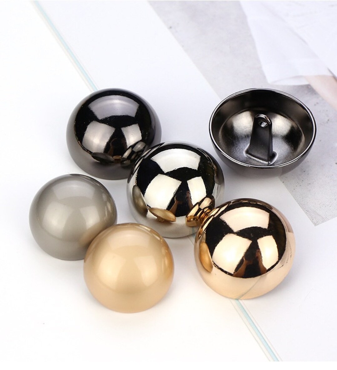Metal Mushroom Buttons-6pcs Gold Silver Gun Black Button for Sweater ...