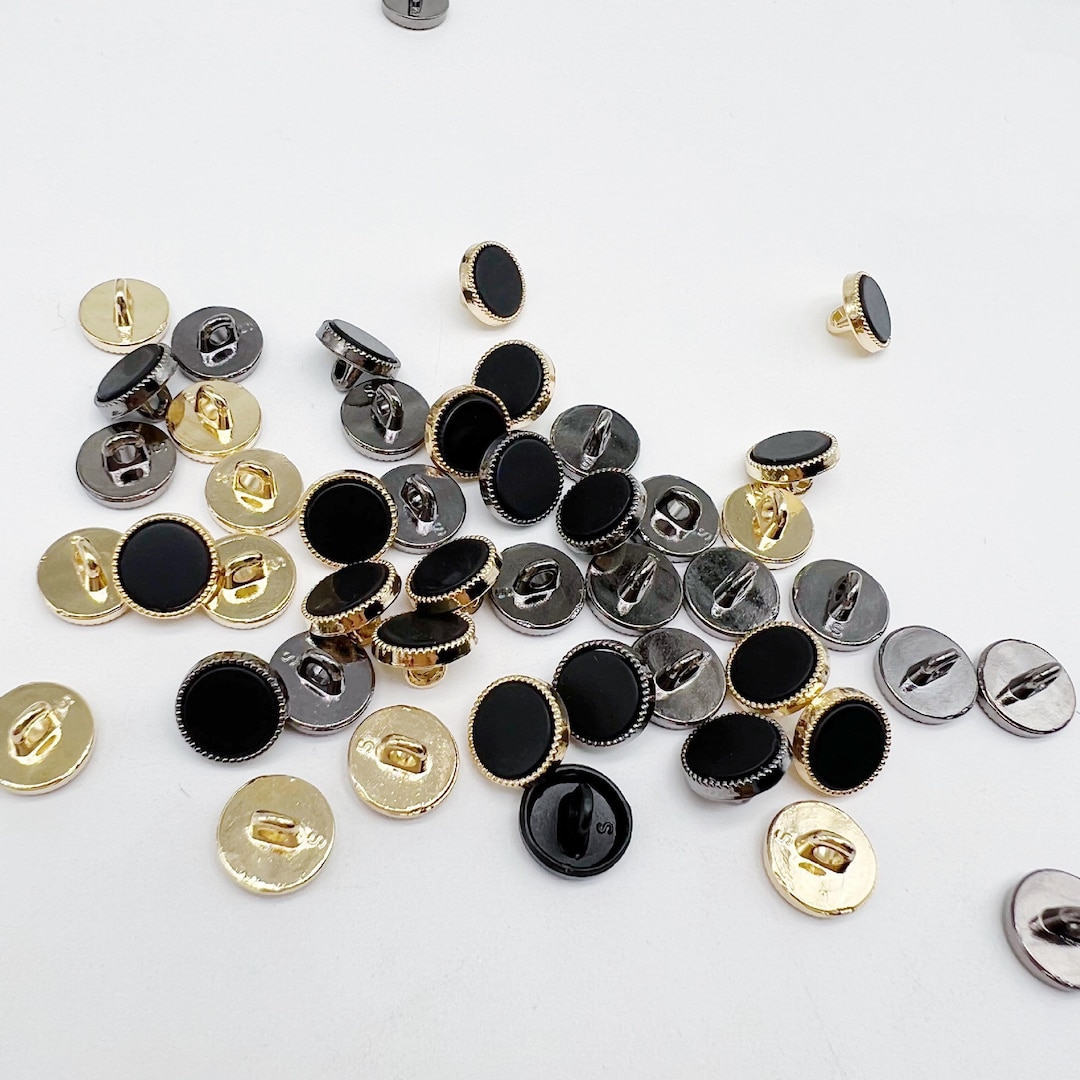 Metal Black Buttons-20pcs 10MM Small Rose Gold Gun Black Shank Button ...