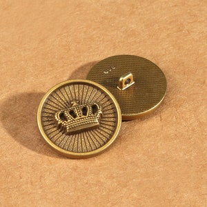 Metal Crown Buttons-6pcs Antique Gold Bronze Vintage Button for Sewing ...