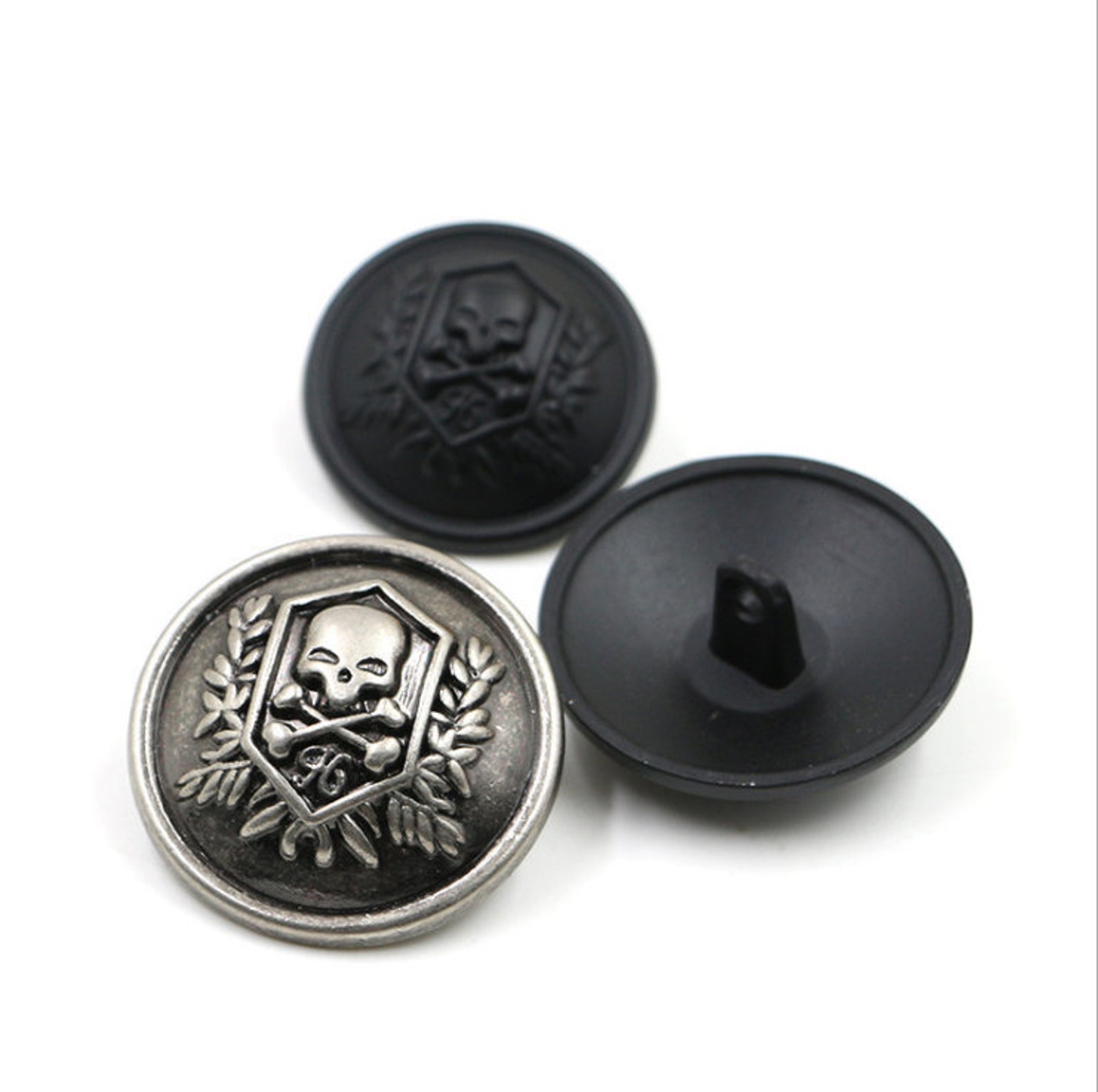 Metal Skull Buttons-6pcs Antique Black Silver Button for Sewing-blazer ...