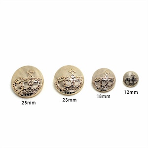 Metal Crown Buttons-6pcs Gold British Vintage Button for Sewing-shirt ...