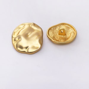 Metal Irregular Buttons-6pcs Gold Ripple Button for Sewing-sweater ...